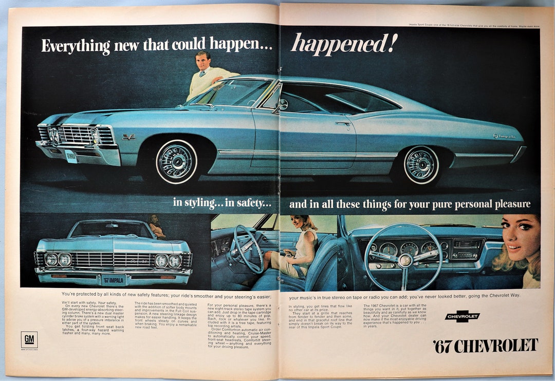 1967 Chevrolet Impala Car Advertisement. Vintage 1967 Chevy Impala Ad ...
