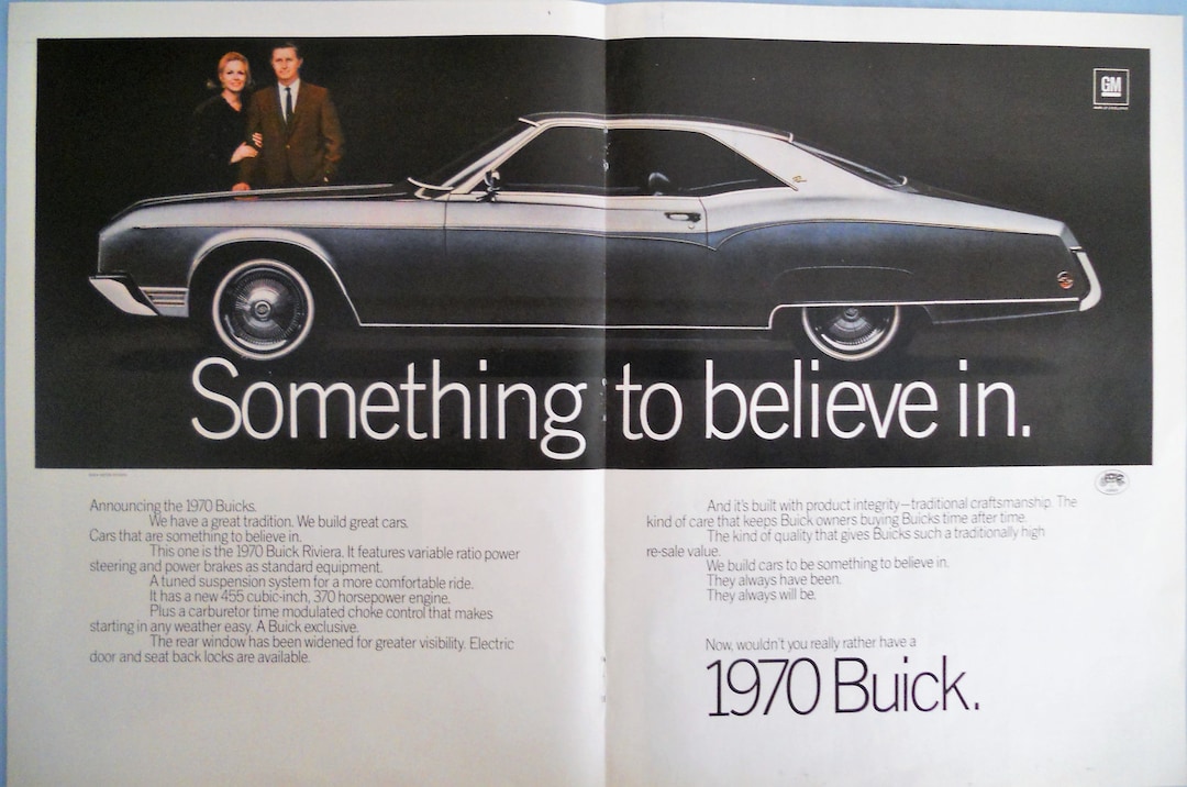 1970 Buick Riviera Car Advertisement. Vintage 1970 Buick Riviera Car Ad ...