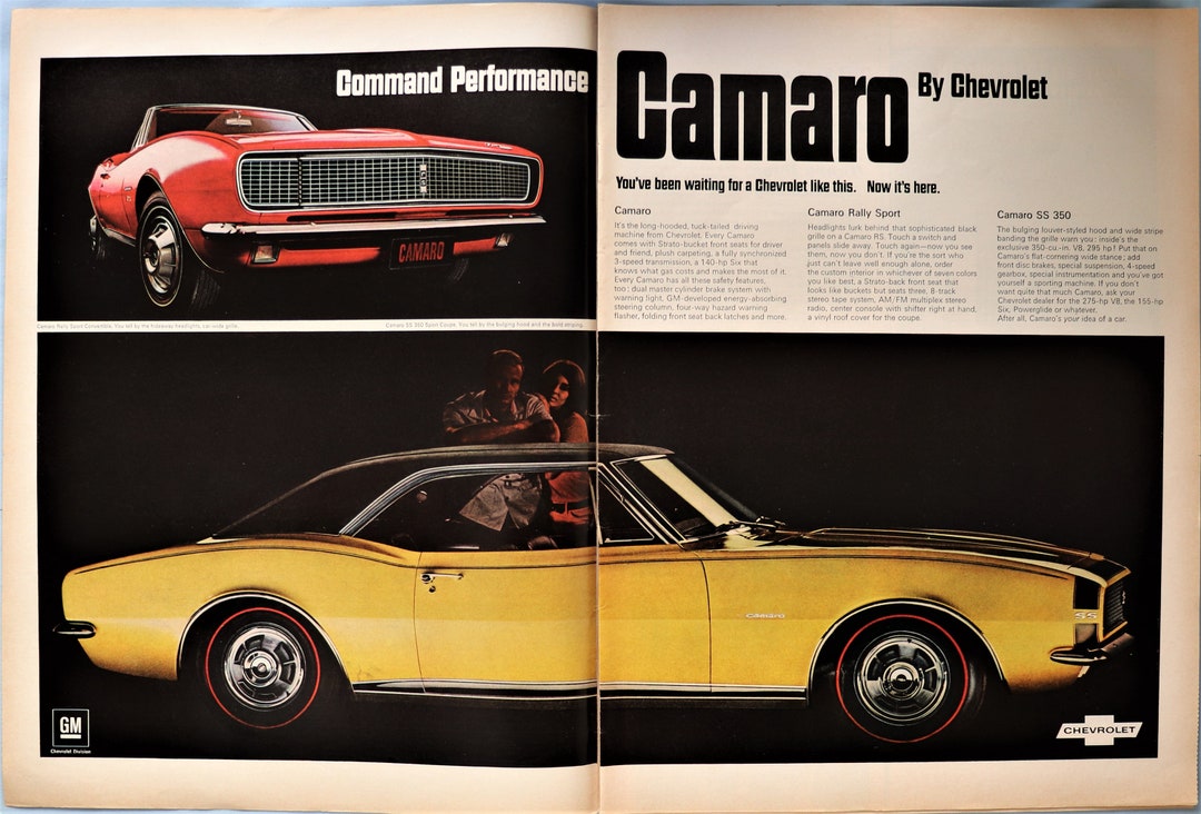 1967 Chevrolet Camaro Car Advertisement. Vintage 1967 Chevy Camaro Car ...