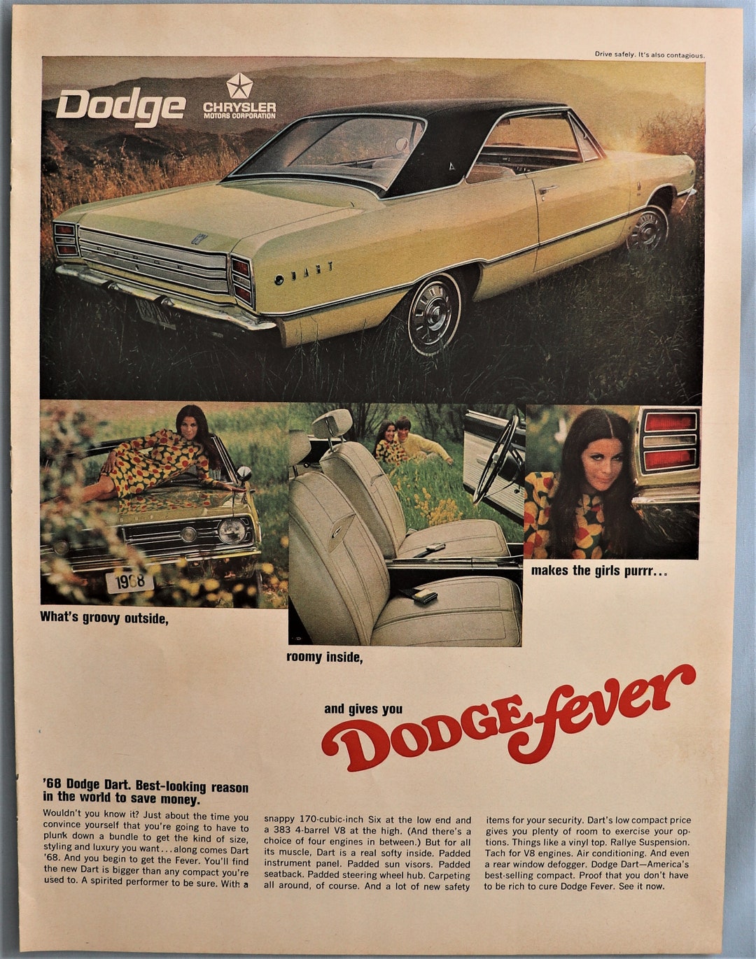 1968 Dodge Dart Car Advertisement. Vintage 1968 Dodge Dart Ad. - Etsy