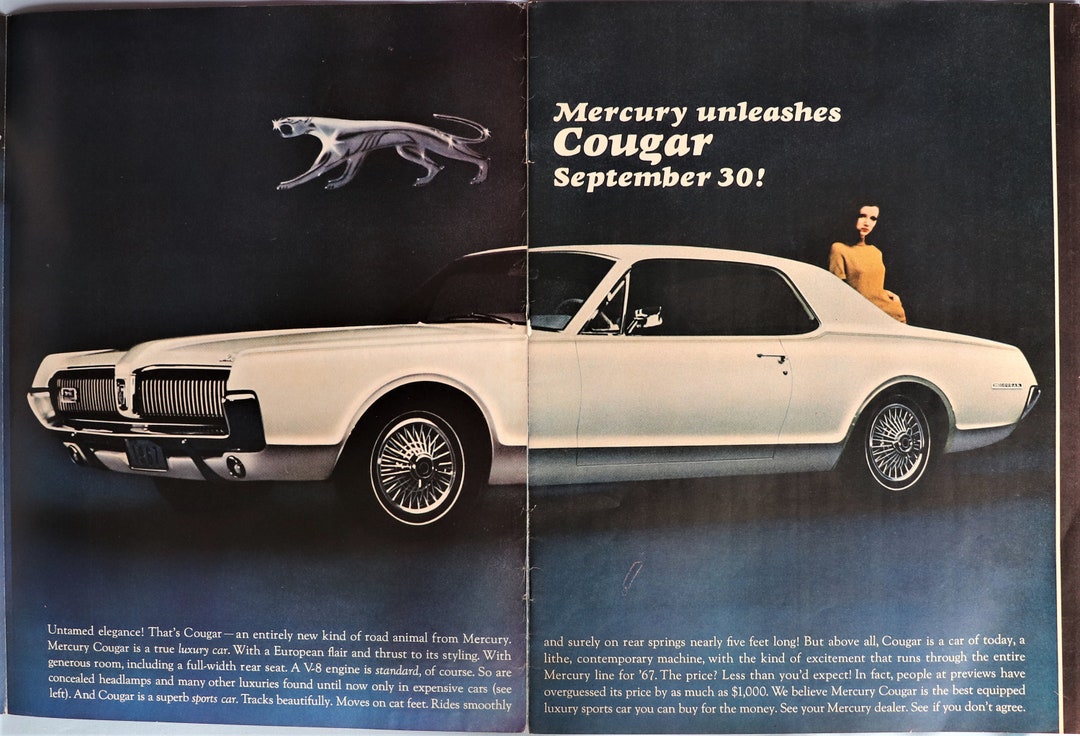 1967 Mercury Cougar Car Advertisement. Vintage 1967 Mercury Cougar Car ...