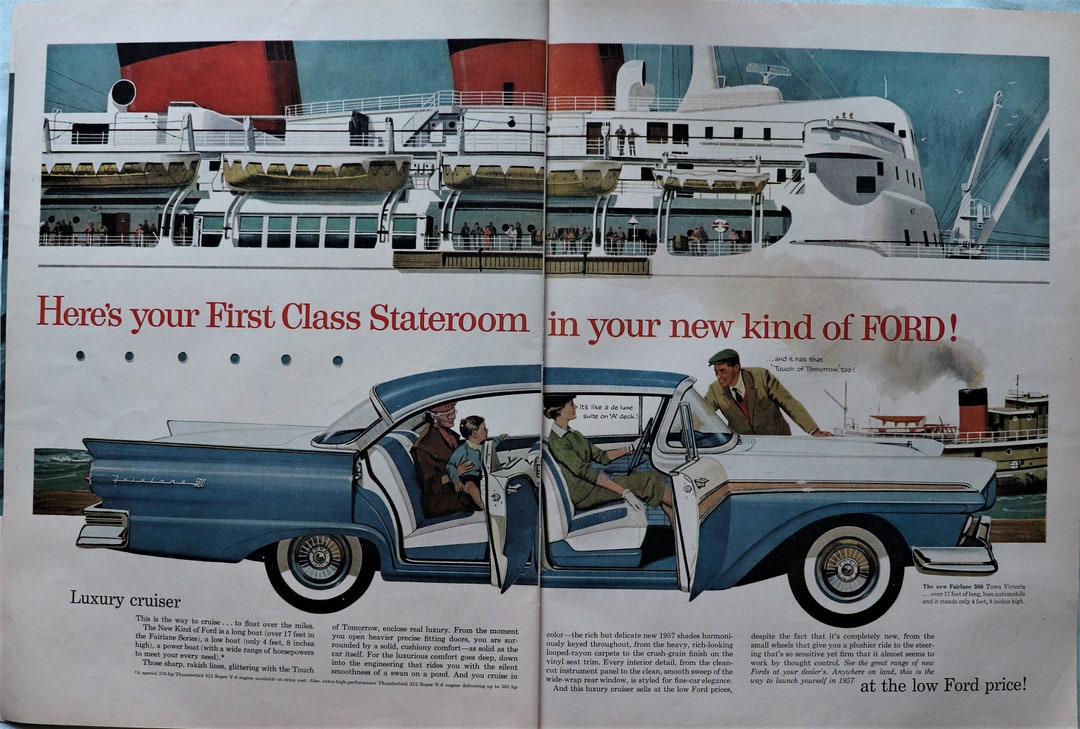 1957 Ford Fairlane 500 Advertisement. Vintage 1957 Ford Fairlane 500 ...