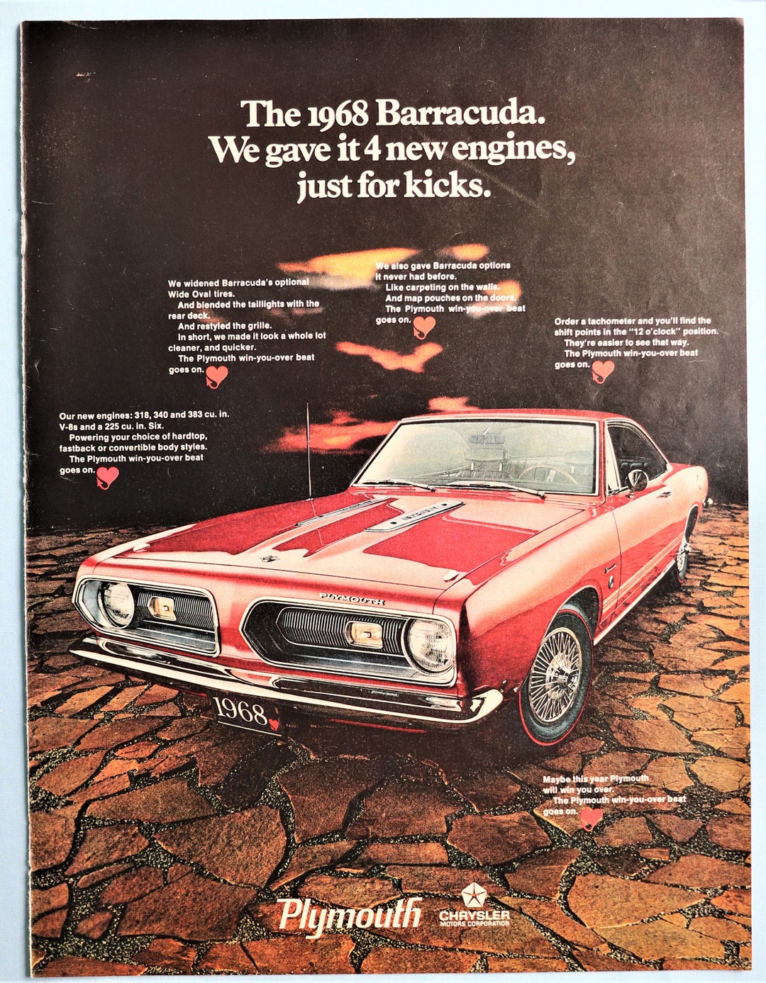 1968 Plymouth Barracuda Car Advertisement. Vintage 1968 Plymouth ...