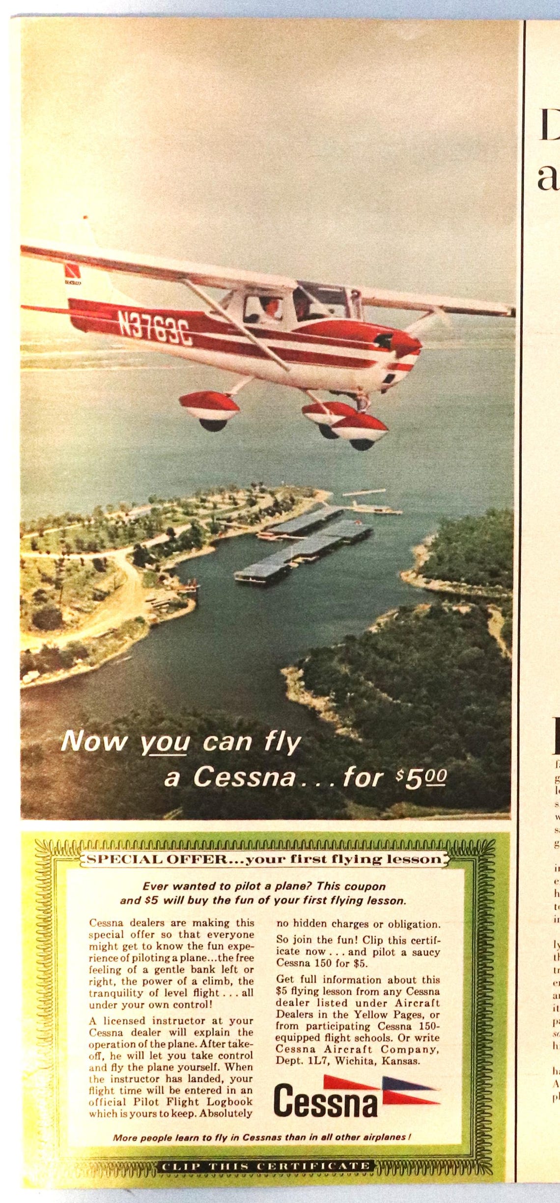1967 Cessna Aircraft Advertisement. Vintage 1967 Cessna Ad. 5"w X 14"h ...