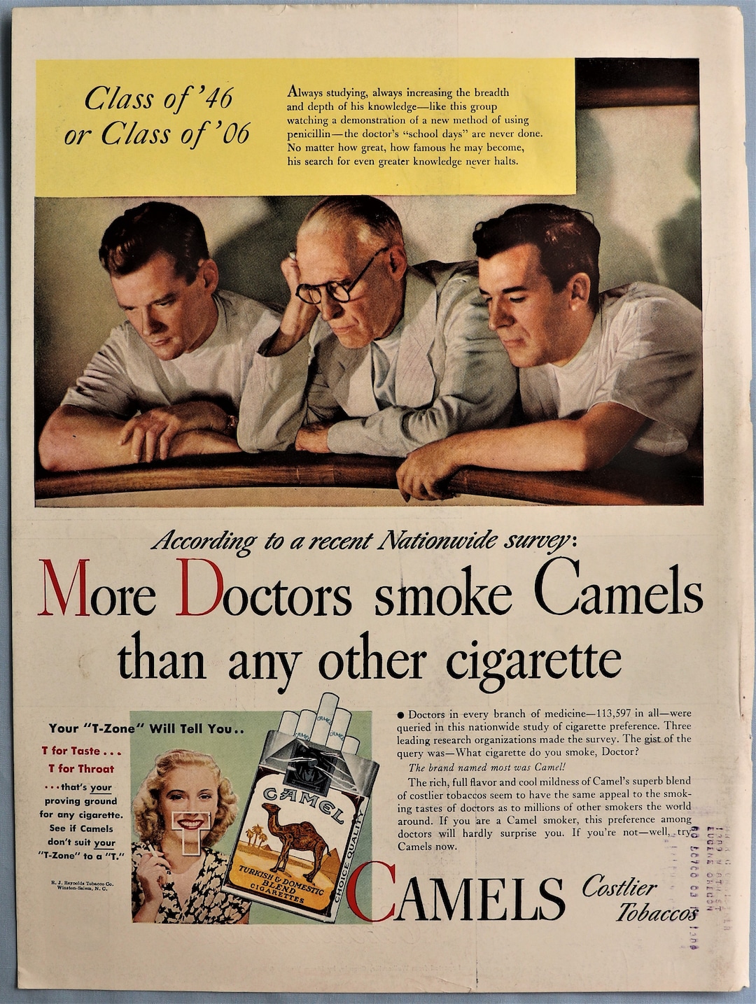 1946 Camel Cigarette Advertisement. Vintage 1946 Camels Cigarettes ...
