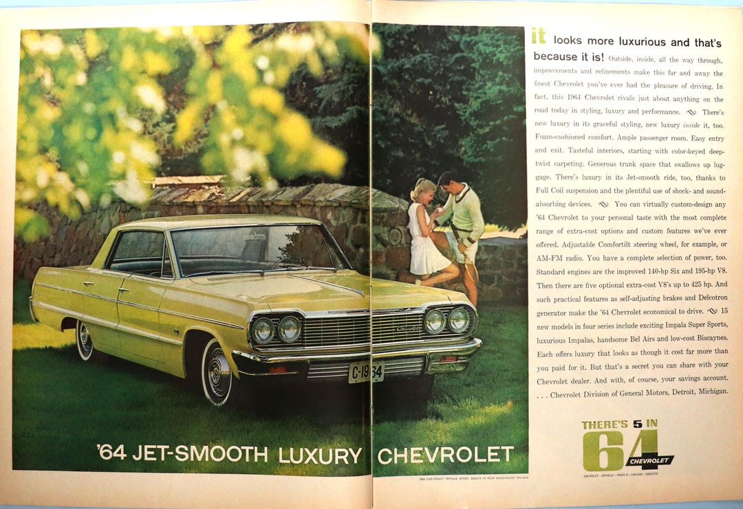 1964 Chevrolet Impala Car Advertisement. Vintage 1964 Chevy Impala ...