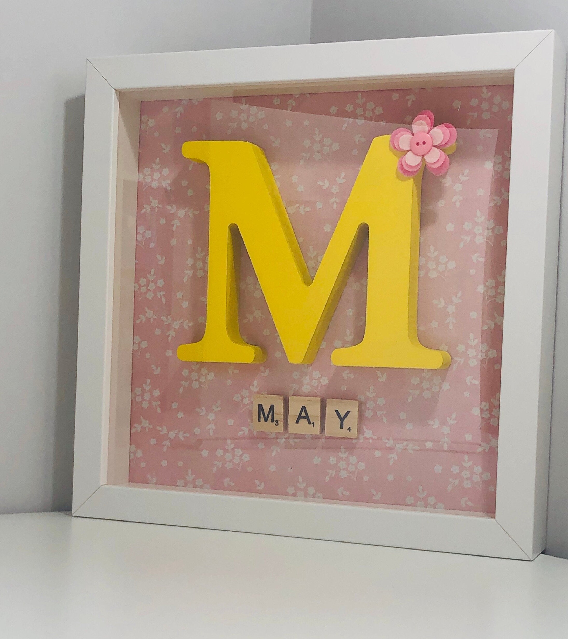 Ditsy Floral Pink Name Frame baby girl pink nursery decor | Etsy