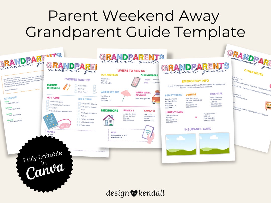 Parent Weekend Away Grandparent Guide Template - Etsy