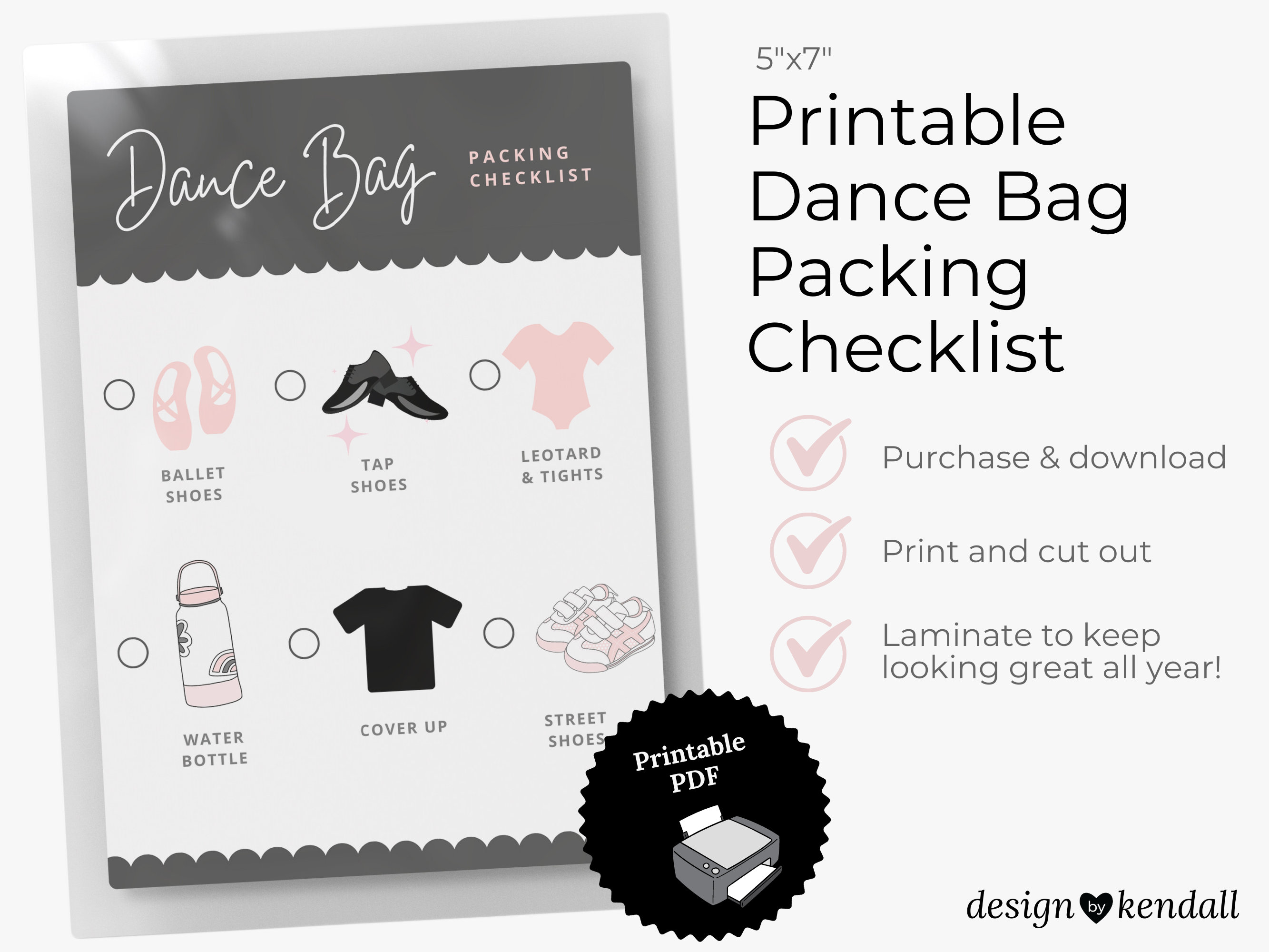 Printable Dance Bag Pack List Checklist - Etsy
