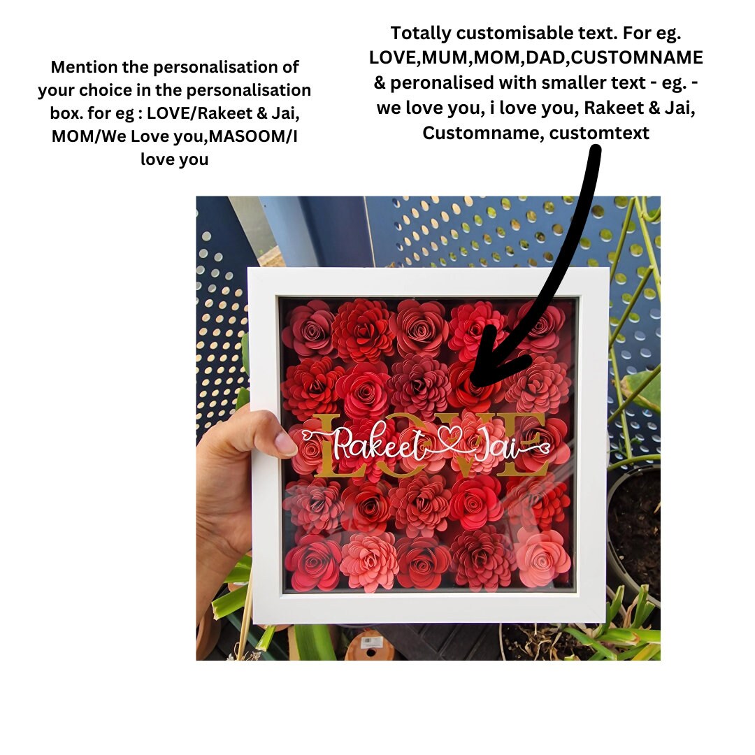 Love Flower Frame, Personalised Keepsake Frames for Couple, Flower ...