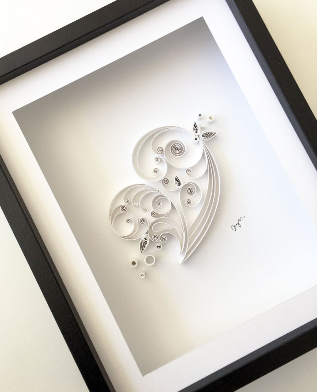 JJBLN Quilled Paper Art by Julide Belen: White Heart - Etsy