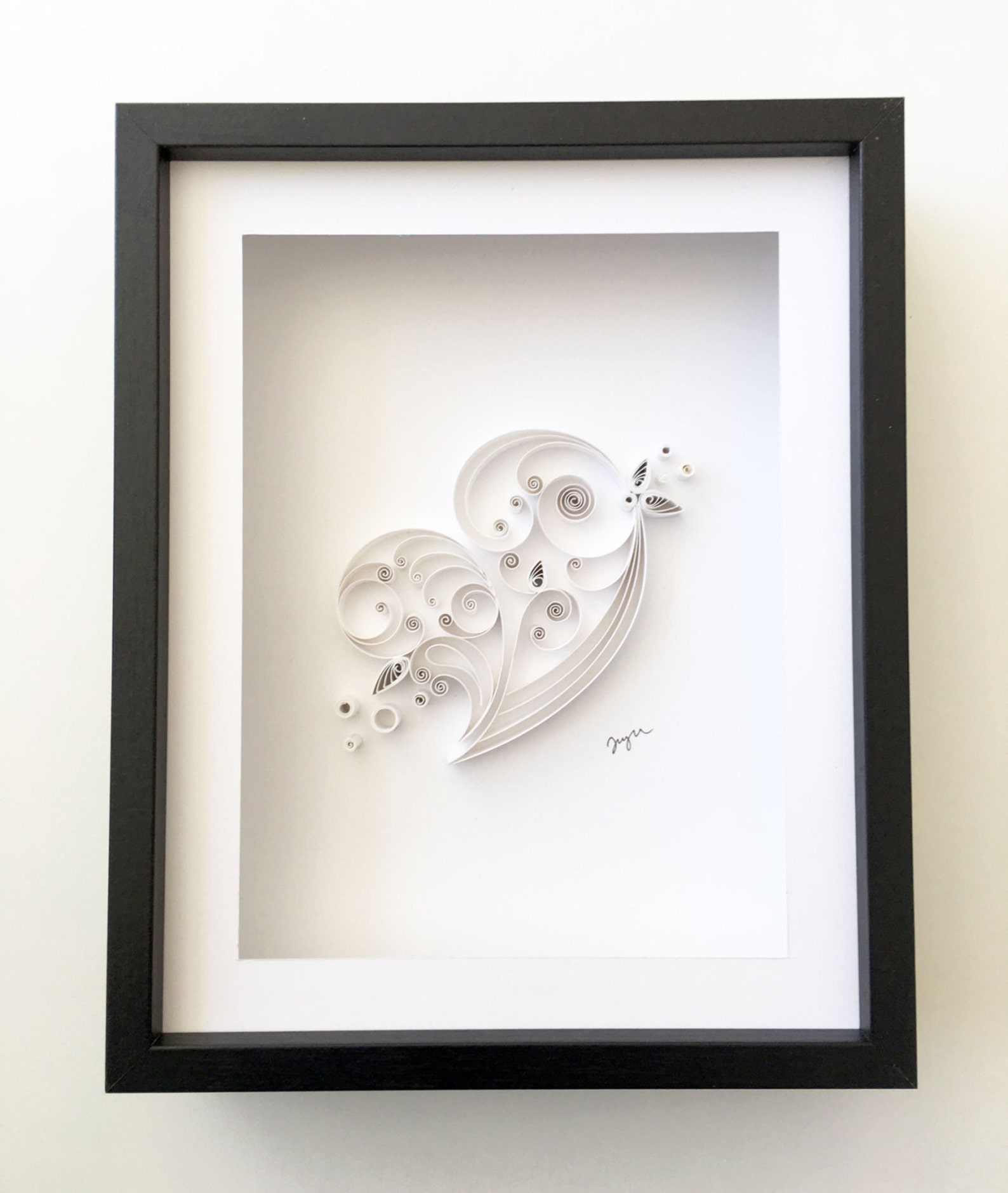 JJBLN Quilled Paper Art by Julide Belen: White Heart - Etsy