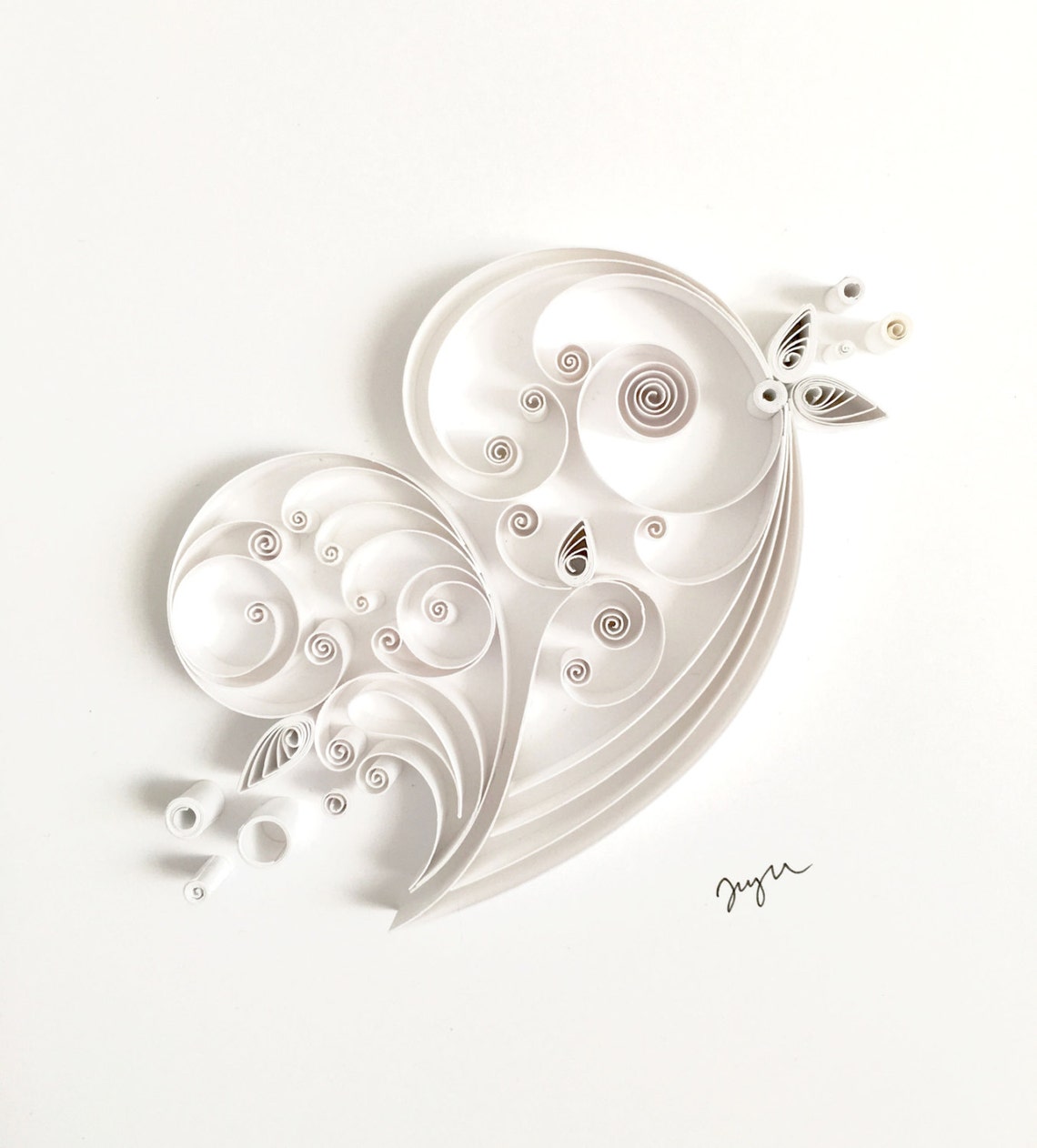 JJBLN Quilled Paper Art by Julide Belen: White Heart - Etsy