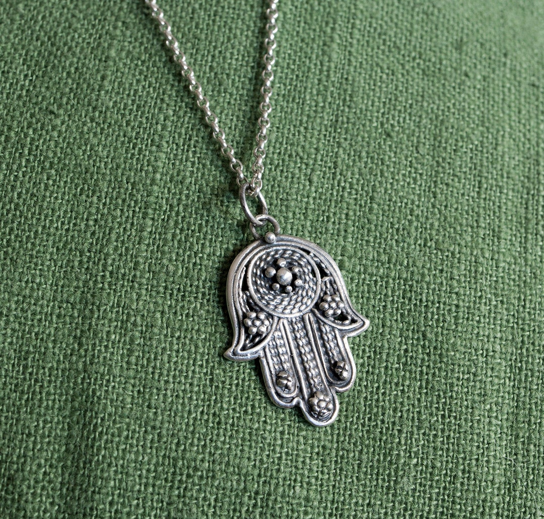 Hamsa Hand Pendant: Evil Eye Protection Amulet, Handcrafted Sterling ...