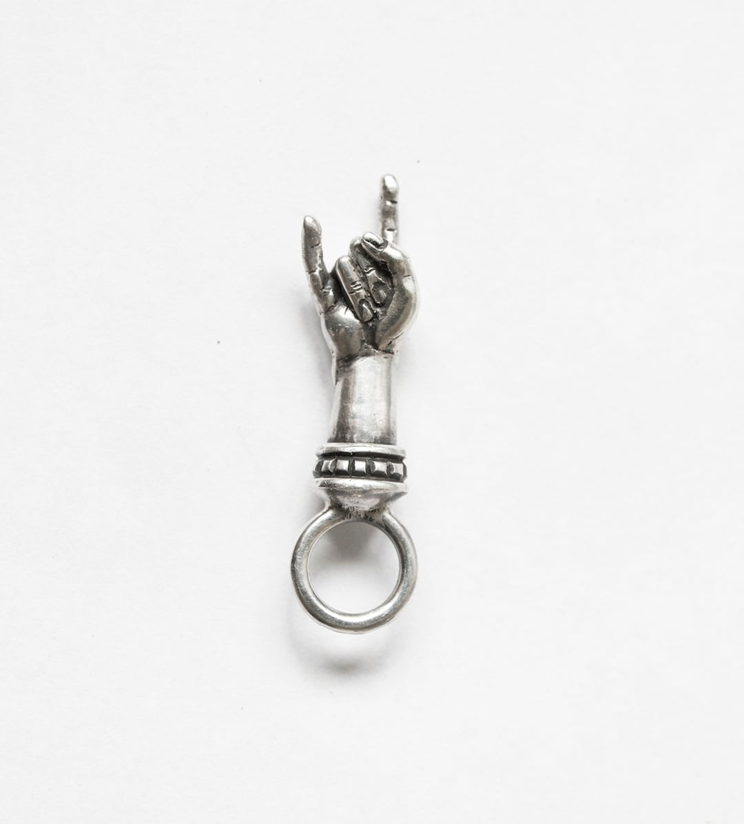 Mano Cornuta Silver Pendant, Sign of Horns Hand Gesture Silver Charm ...
