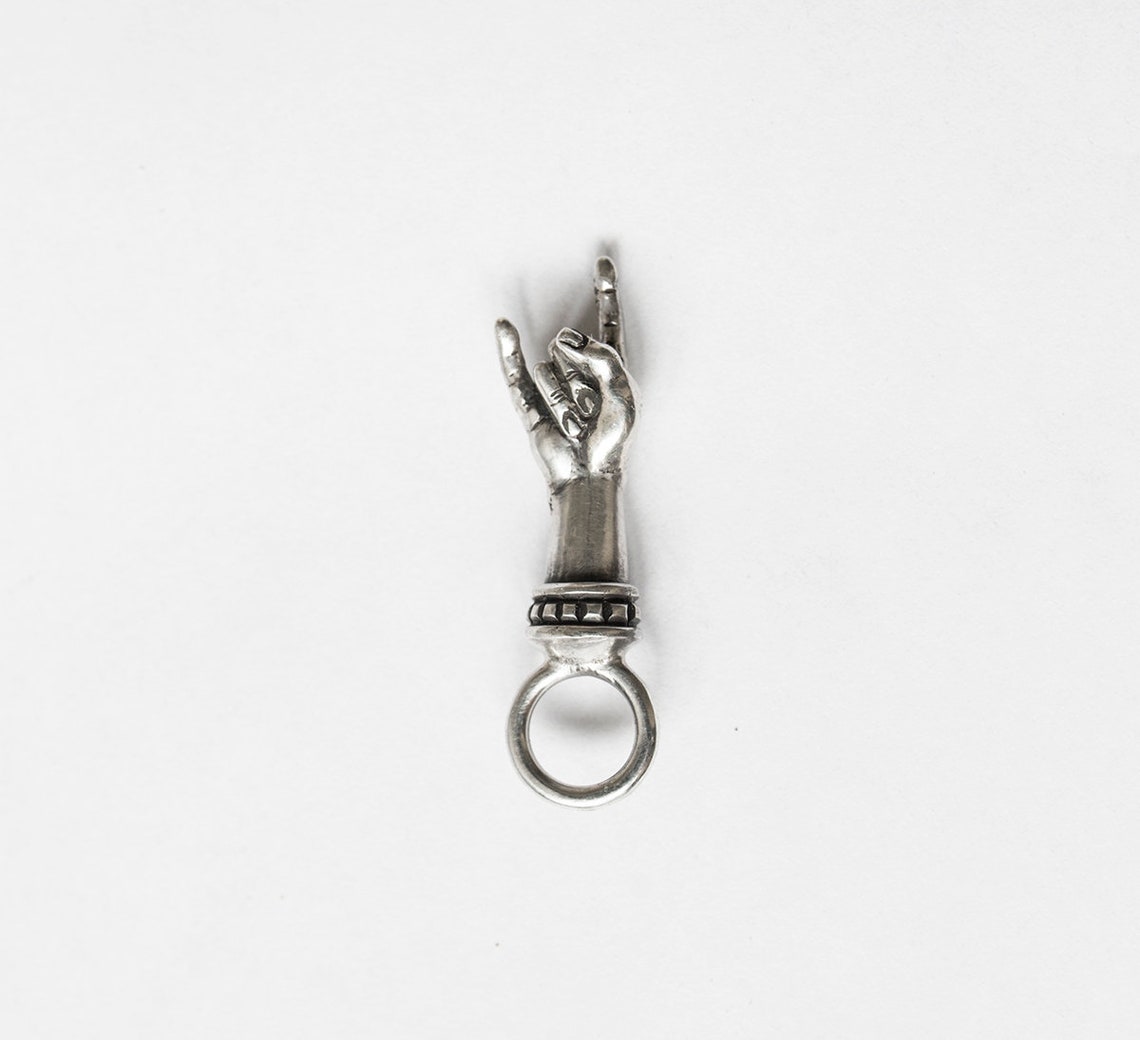 Mano Cornuta Silver Pendant Sign of Horns Hand Gesture - Etsy