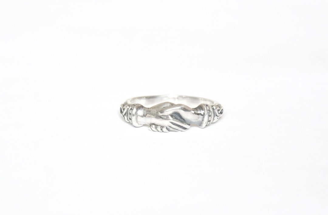 Handcrafted Sterling Silver Fede Ring - Ancient Roman Handshake Design ...