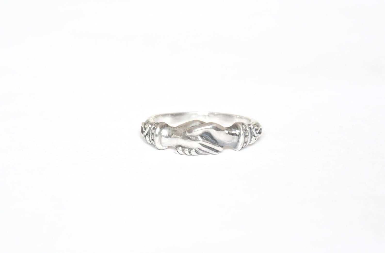 Handcrafted Sterling Silver Fede Ring - Ancient Roman Handshake Design ...
