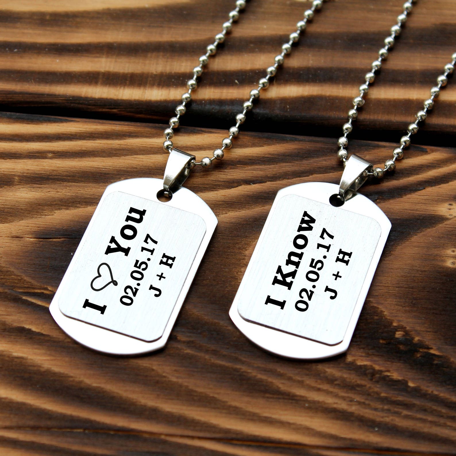 Couples Necklace Set, His and Her Gift, Couple Pendant, Boyfriend ...