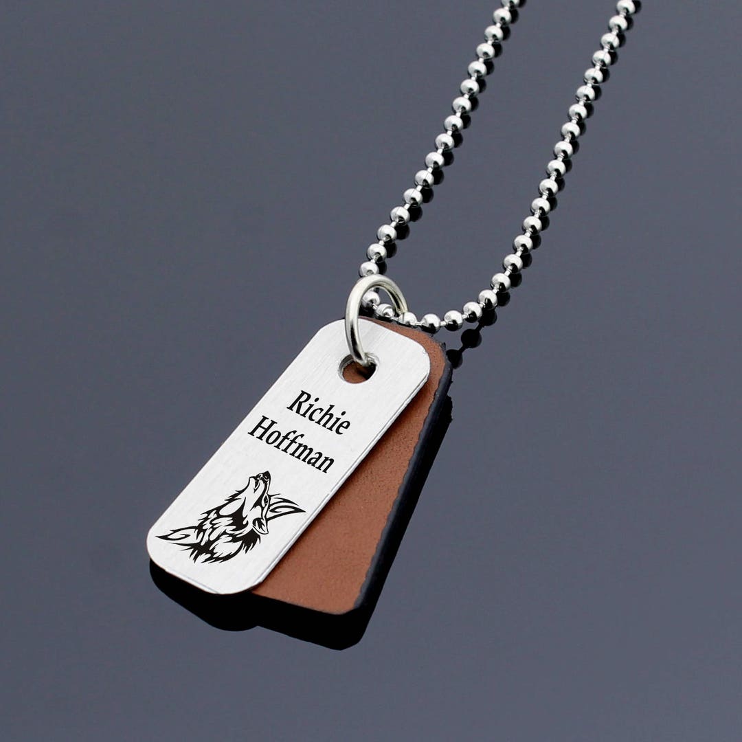 Collar de lobo personalizado, joyas de lobo, collar de cuero ...