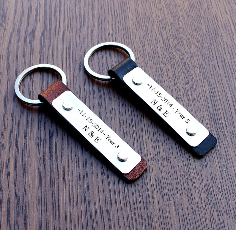 Personalized Keychain Leather Couples Keychain Anniversary - Etsy