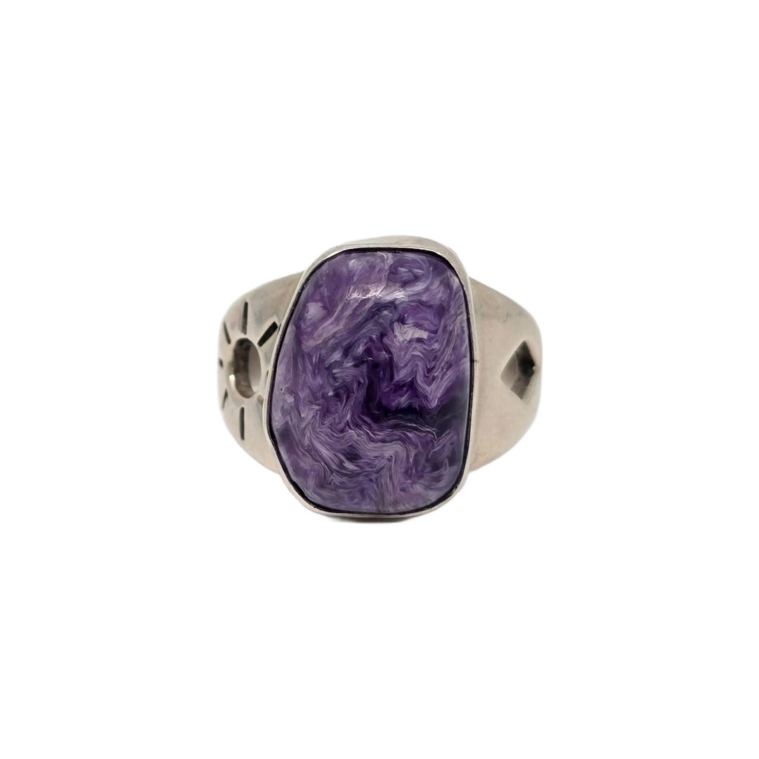 Native American Frederick Chavez Sterling Silver Charoite Ring Size 7 1 ...