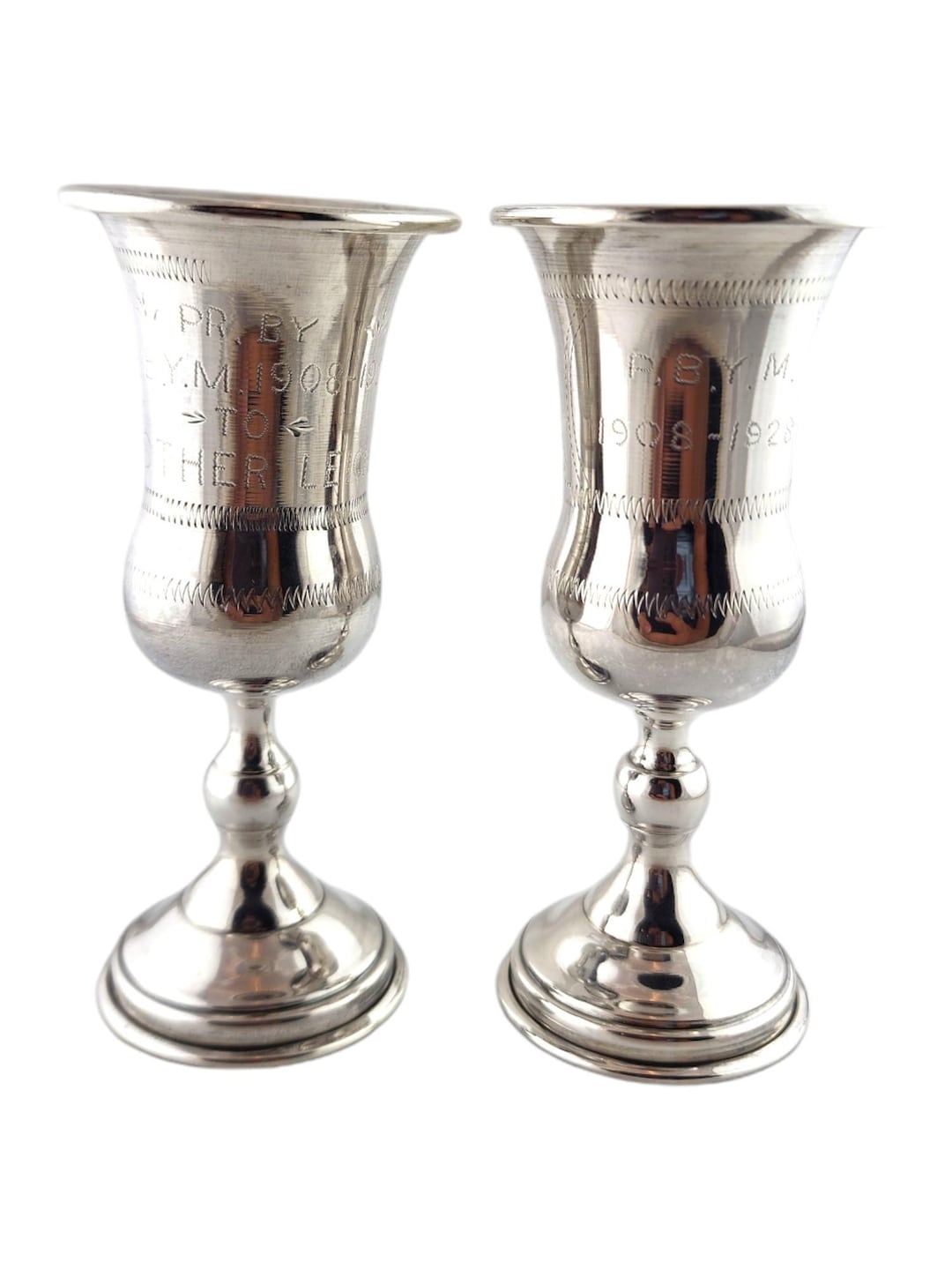 Sterling Silver Set of 2 Engraved Kiddush Cups #18712 - Etsy