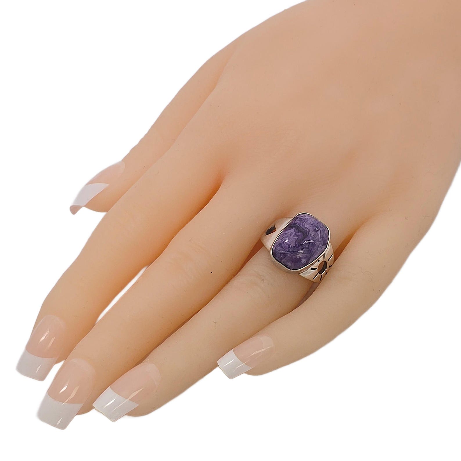 Native American Frederick Chavez Sterling Silver Charoite Ring Size 7 1 ...
