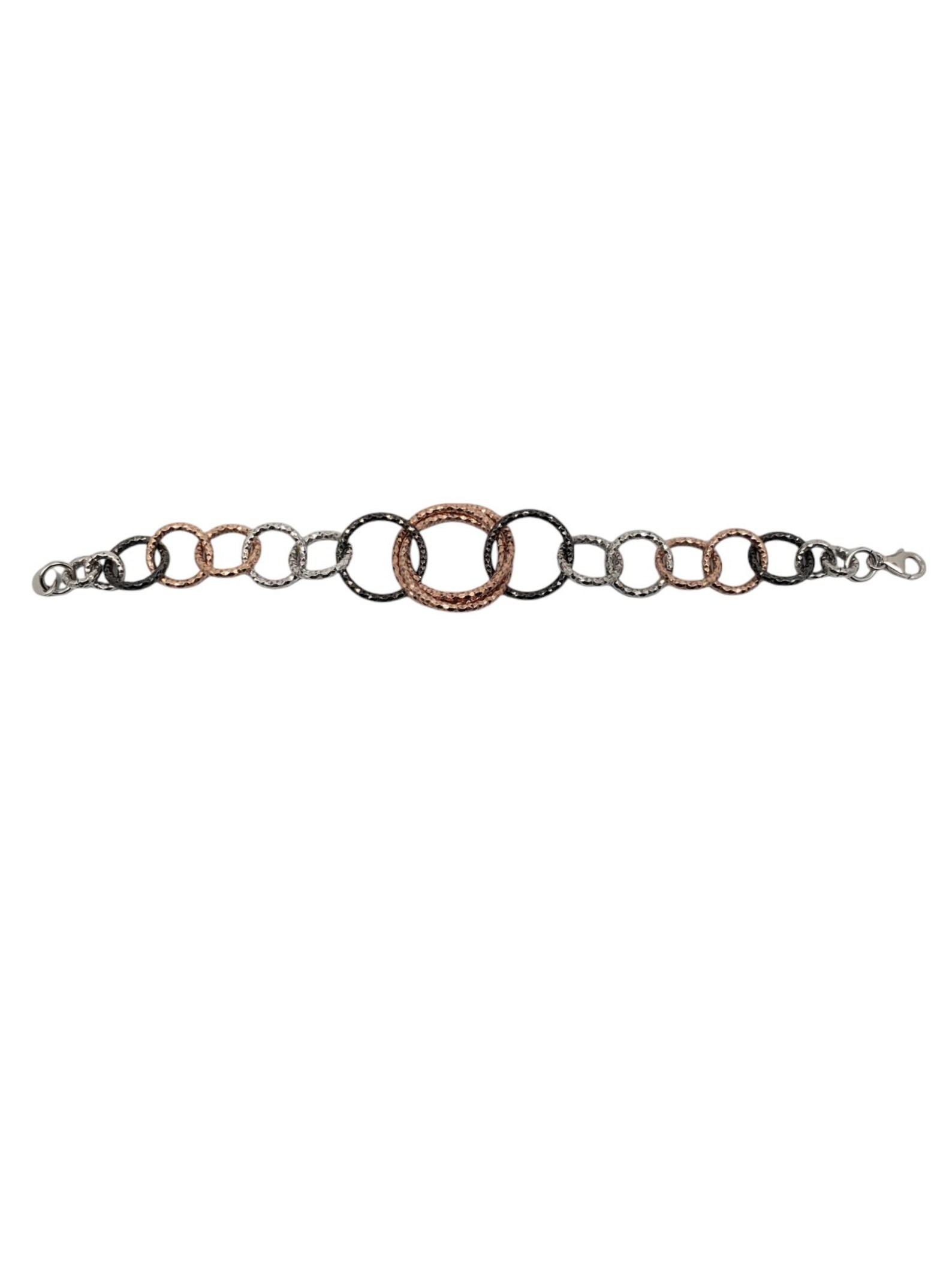 Av Sterling Silver Multi Colored Interlocking Circles Bracelet #20766 ...