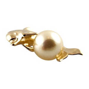 14 Karat Yellow Gold Dolphin Pearl Pendant 19810 - Etsy