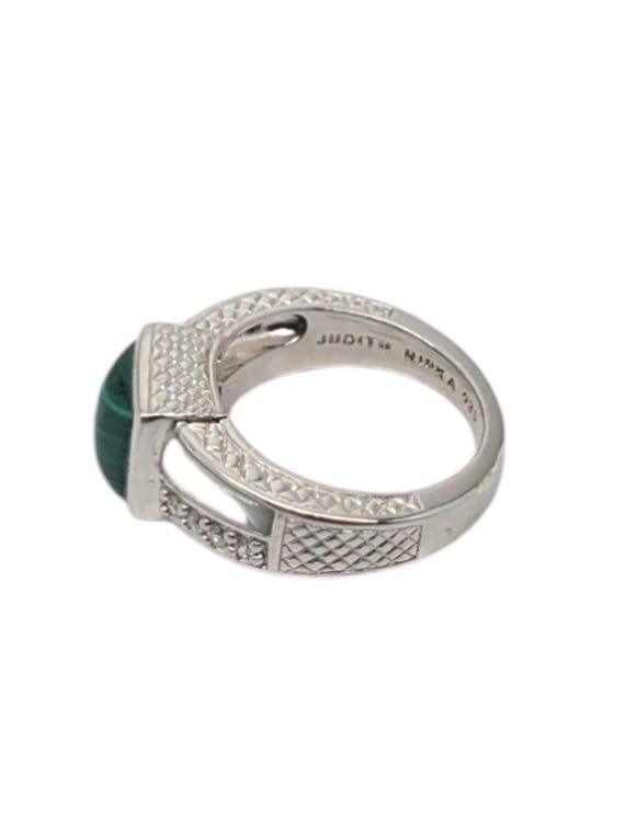 Judith Ripka Sterling Silver Malachite & Cz Ring Size… - Gem
