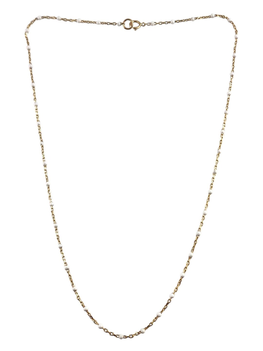 14 Karat Yellow Gold White Bead Chain Necklace #19334 - Etsy