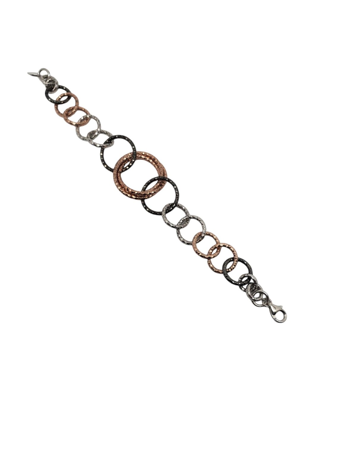 Av Sterling Silver Multi Colored Interlocking Circles Bracelet #20766 ...