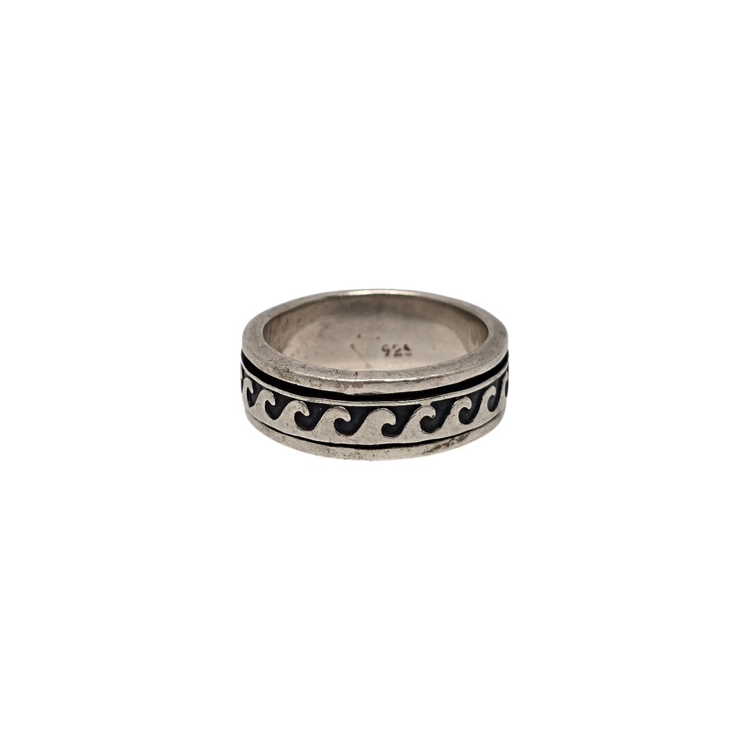 Native American Sterling Silver Wave Overlay Band Ring Size 9 #19113 - Etsy