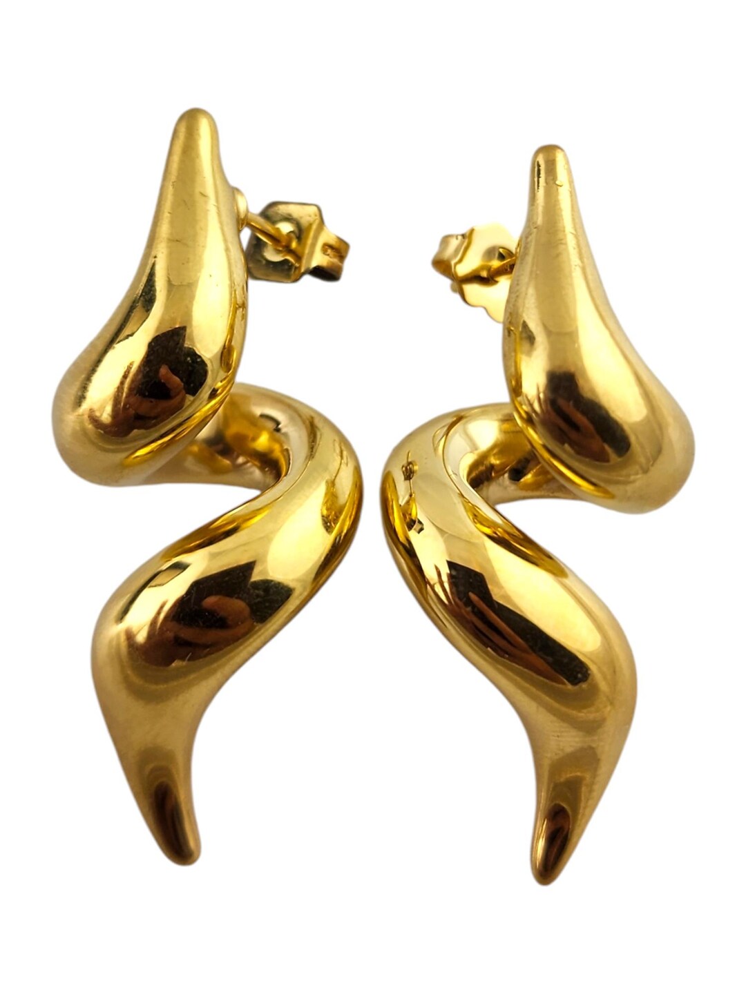 Carla 14 Karat Yellow Gold Spiral Drop Earrings #18902 - Etsy