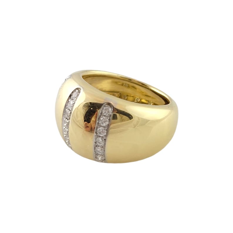 Vintage 18K Yellow Gold Diamond Rounded Edge Dome Ring Band Size 5.75 ...