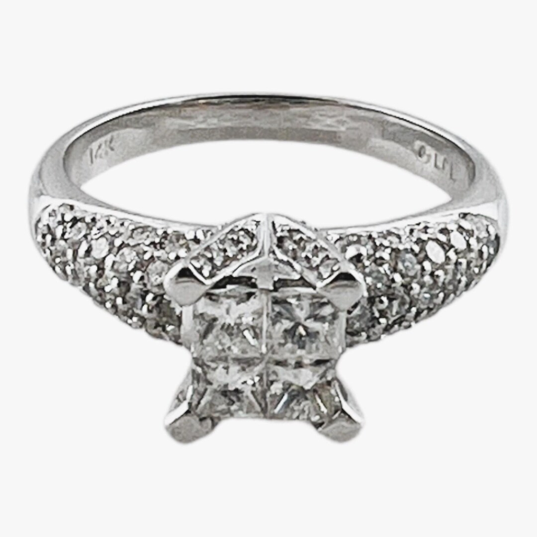 14k White Gold Alfred Levitt Diamond Engagement Ring Size 7 #16483 - Etsy