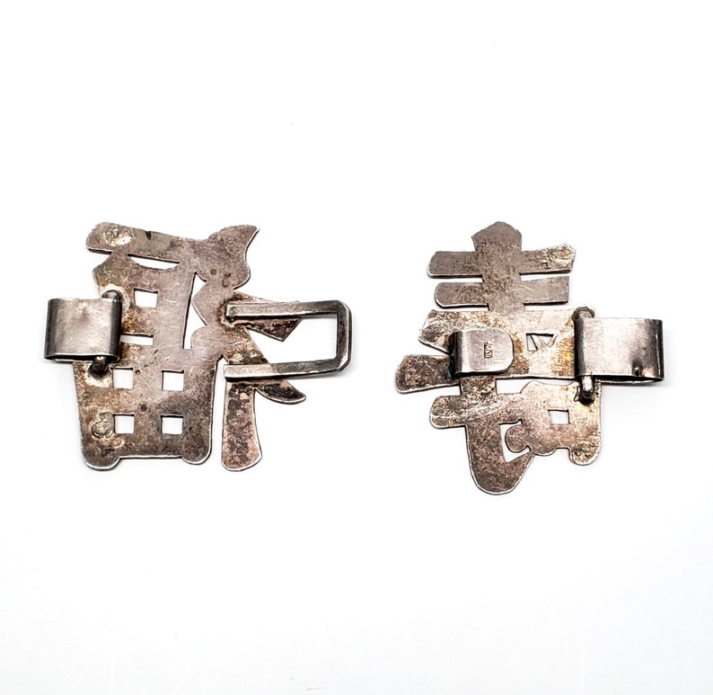 Antique Chinese Symbols 900 Silver 2pc Belt Buckle #5351 - Etsy