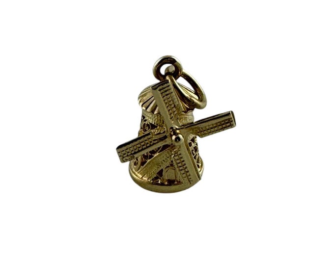 14k Yellow Gold Detailed Windmill Charm #19623 - Etsy