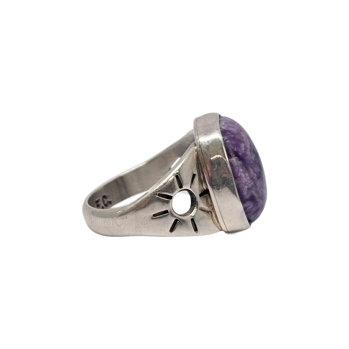 Native American Frederick Chavez Sterling Silver Charoite Ring Size 7 1 ...