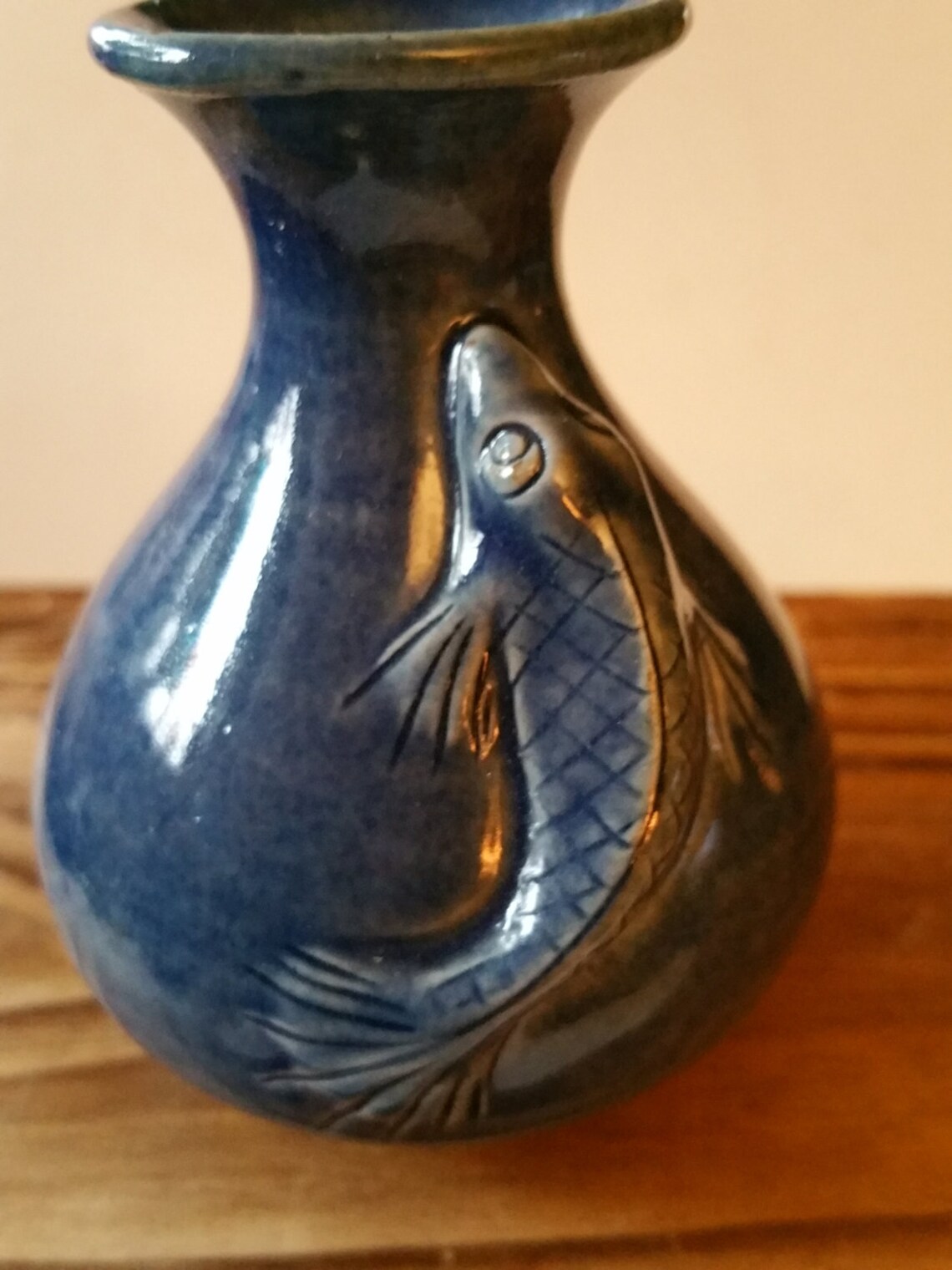 3D Fish design blue ceramic or porcelain vase | Etsy