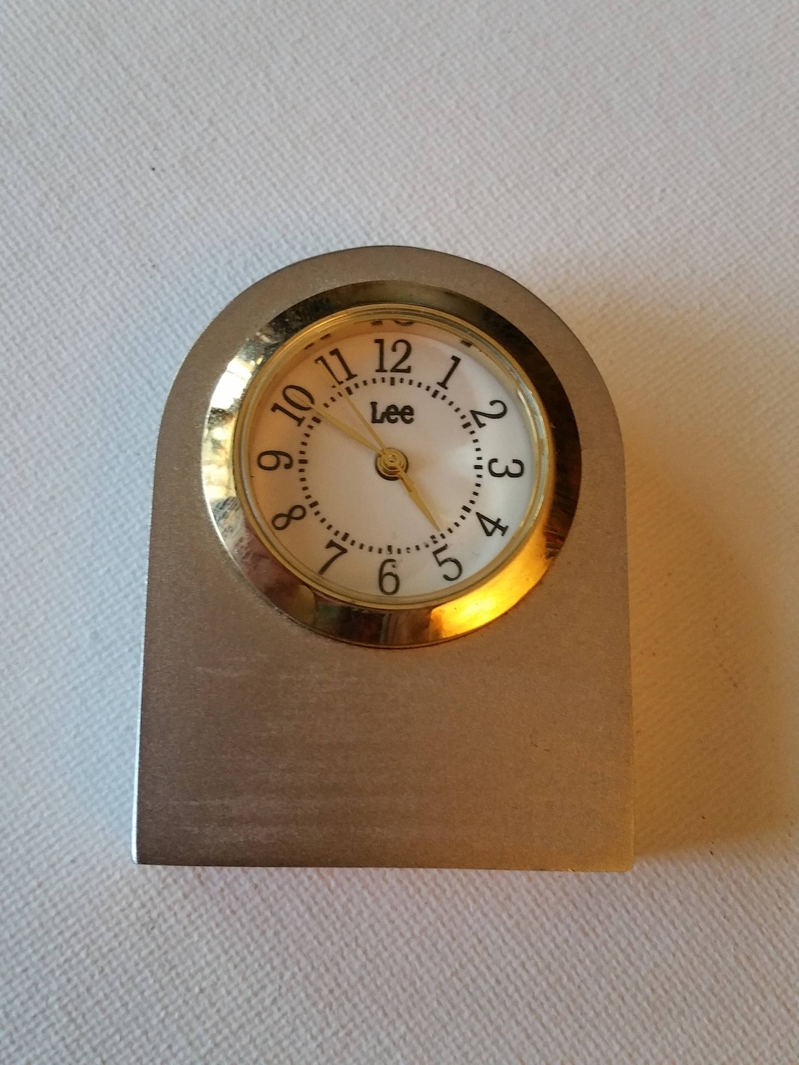 Small silver tone desk clock | Etsy