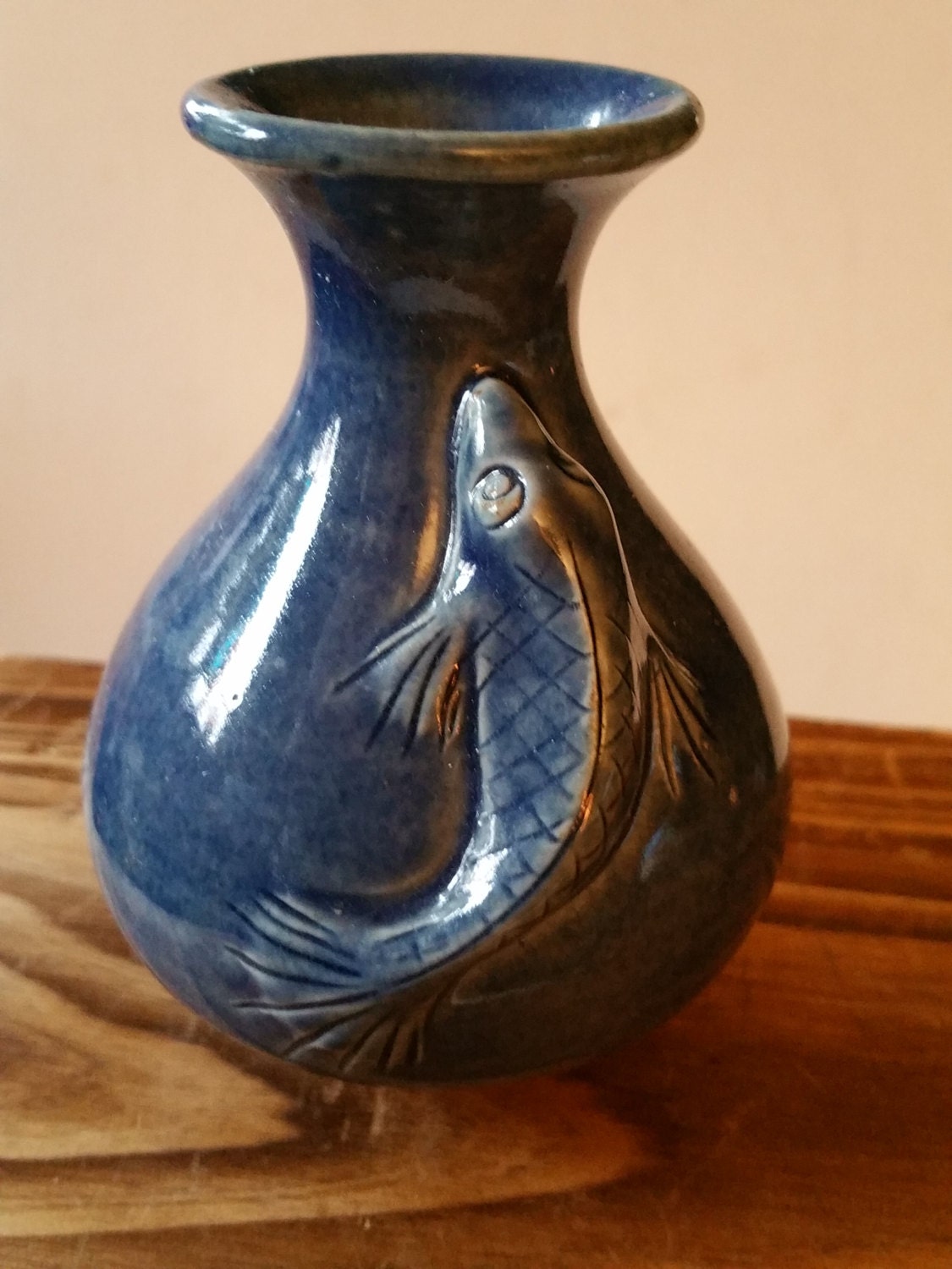 3D Fish design blue ceramic or porcelain vase | Etsy