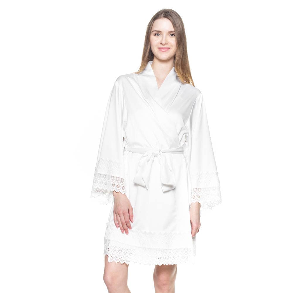 Bridal Robe for getting ready / Off White Wedding Robe with | Etsy