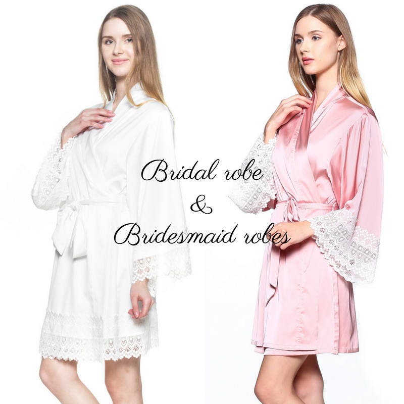 Bridal Robe for getting ready / Off White Wedding Robe with | Etsy