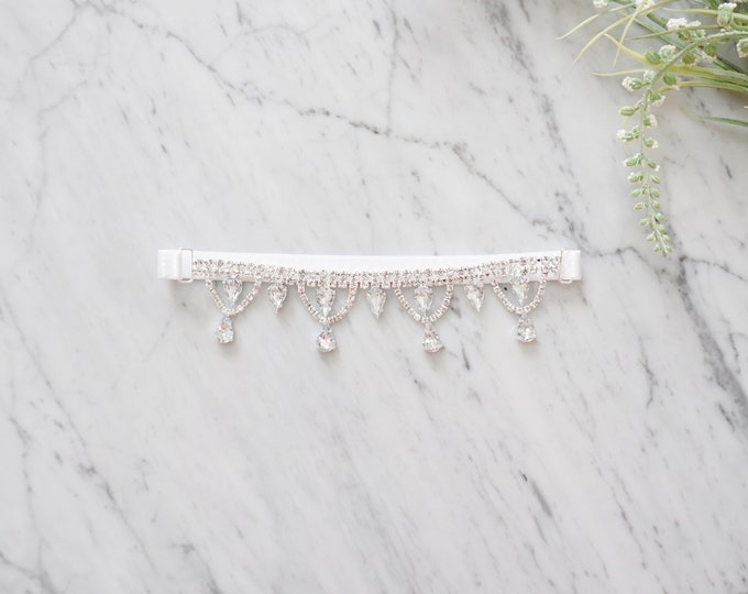 Bridal Rhinestone Garter / Crystal Wedding Garter / Embellished Satin ...