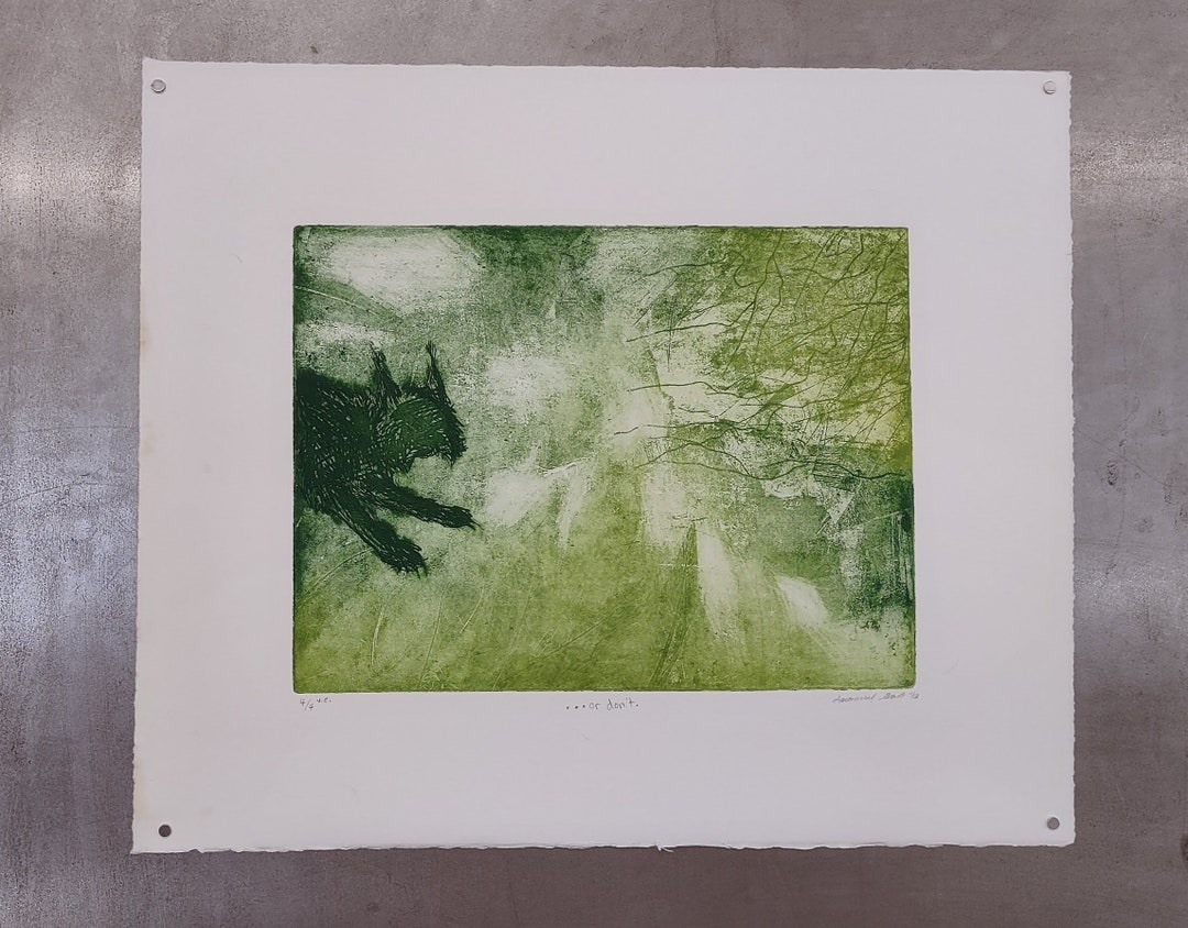 Original Etching Zinc Plate Intaglio Print Printmaking Bobcat - Etsy