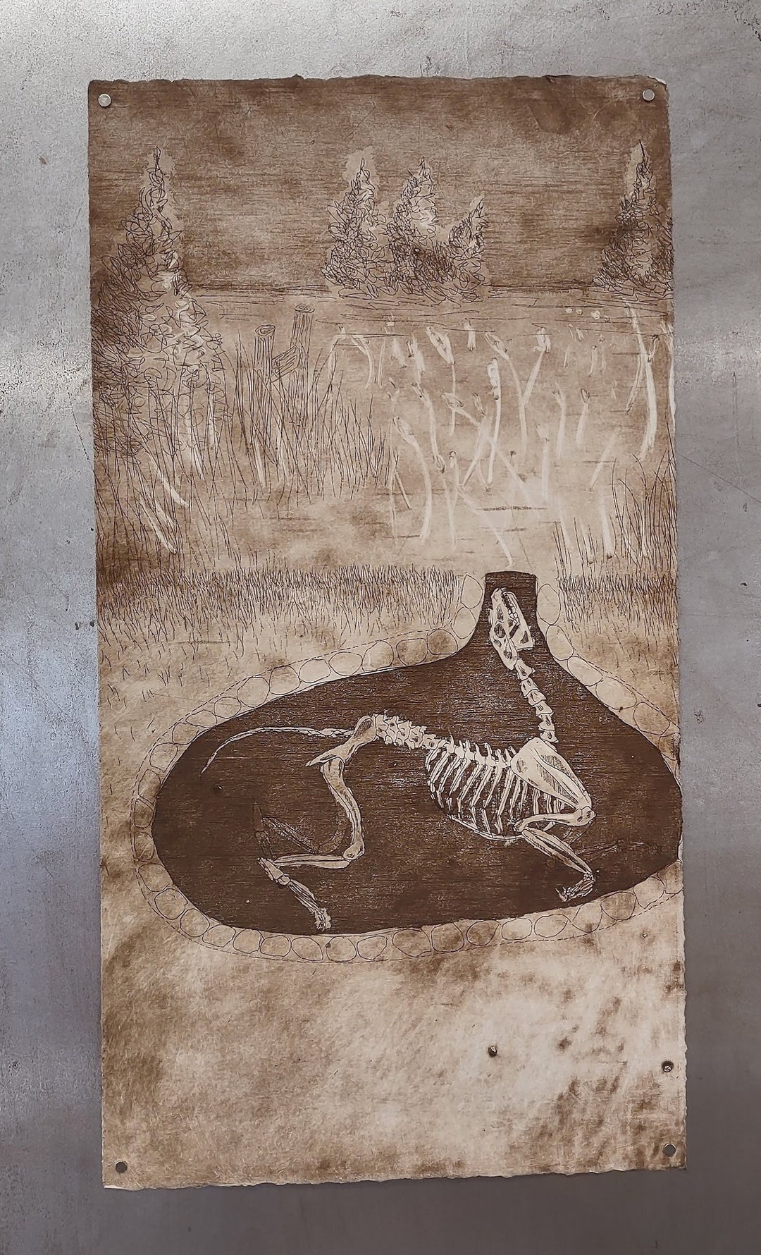 Original Etching Horror Gothic Skeleton Dog Halloween Spooky Art Prints ...
