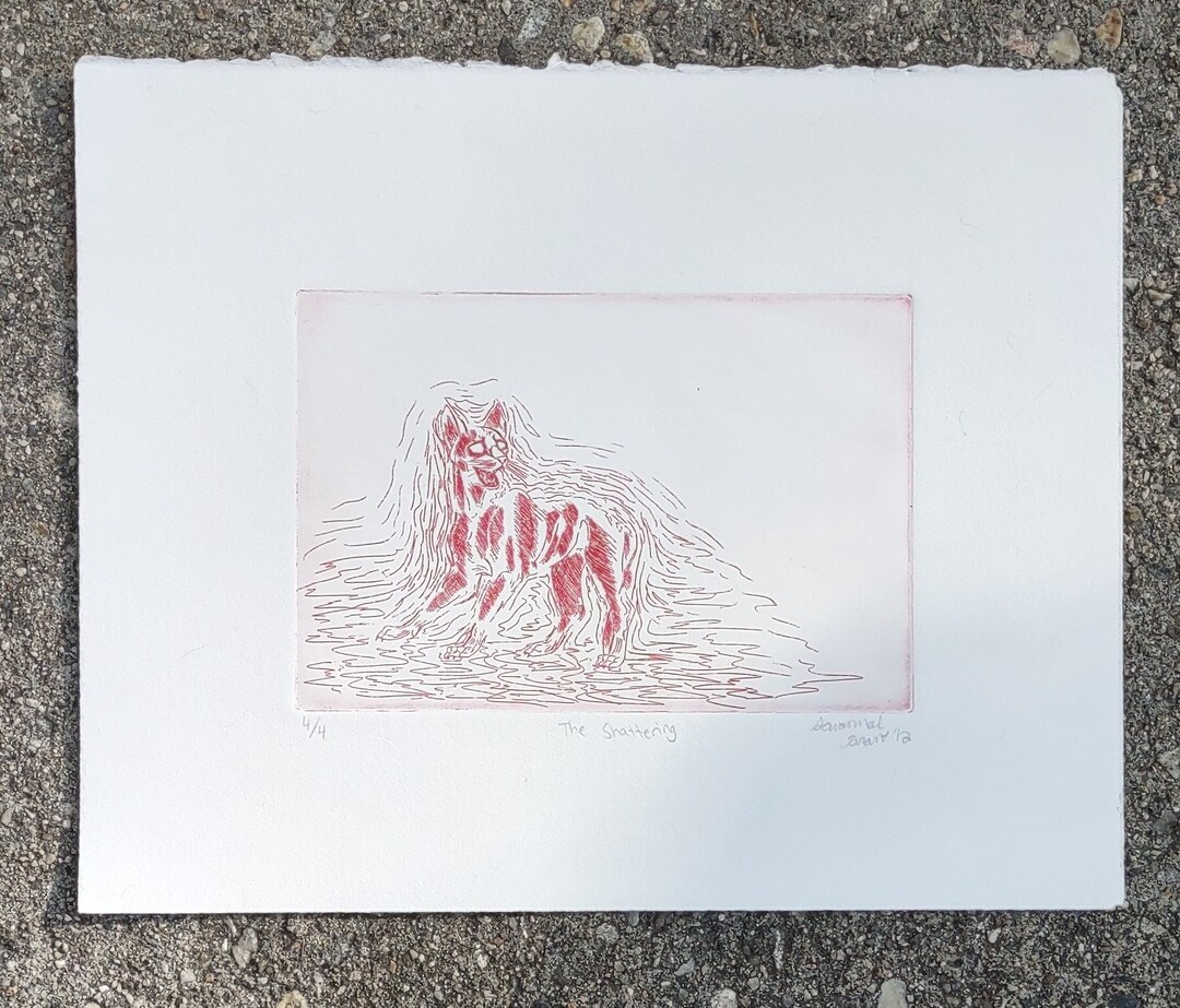 Original Etching Print Spooky Cat Intaglio Printmaking Varied Edition ...