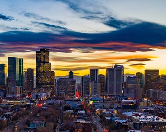 Sunset in Denver Colorado Sunset Beautiful Skyline Sunrise - Etsy